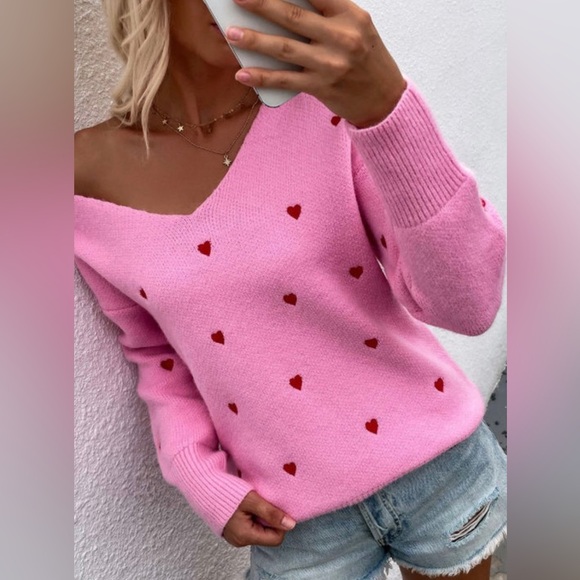 Miss Sparkling | Sweaters | B6cutest Heart Sweater In Pink Wred Hearts ...